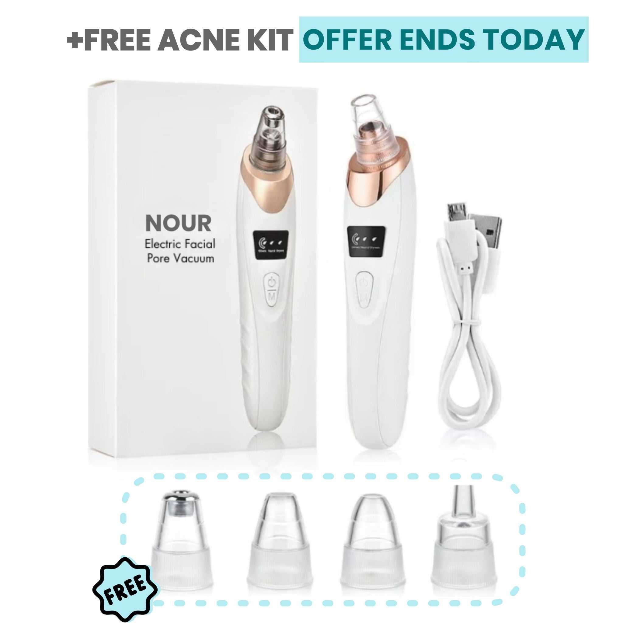 Nour Facial Pore Vacuum - Remove Blackheads & Clear Skin Fast